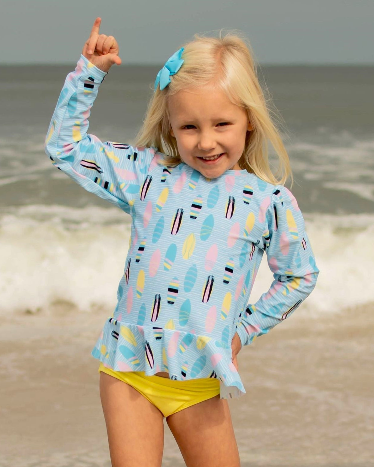 Girls Surf's Up Girls Sun Shirt and Swim Bottom Set | All For American